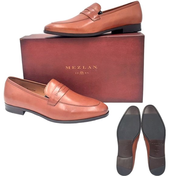 Mezlan | Shoes | New Mezlan Spain Mens M Cognac Brown Tan Leather Dress ...